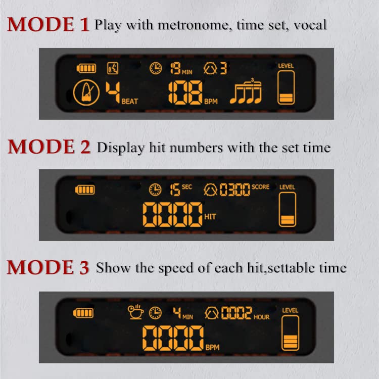 Smart Electronic Drum Pad with Display Metronome Speed Vocal Count Rechargeable Pink