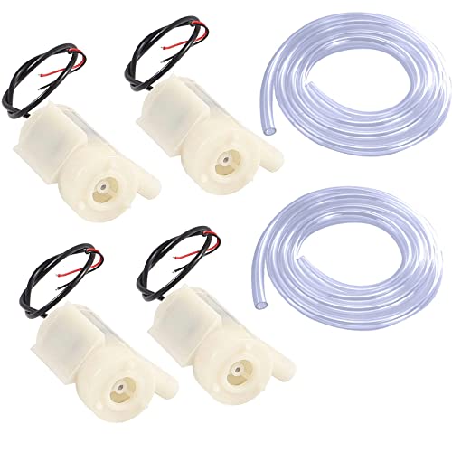 Sipytoph 4Pcs DC 3-5V Micro Submersible Mini Water Pump with 2pcs Clear Vinyl Tubing Flexible PVC Tubing(1M) for Aquariums Fish Tank Pond Fountain Hydroponics Garden