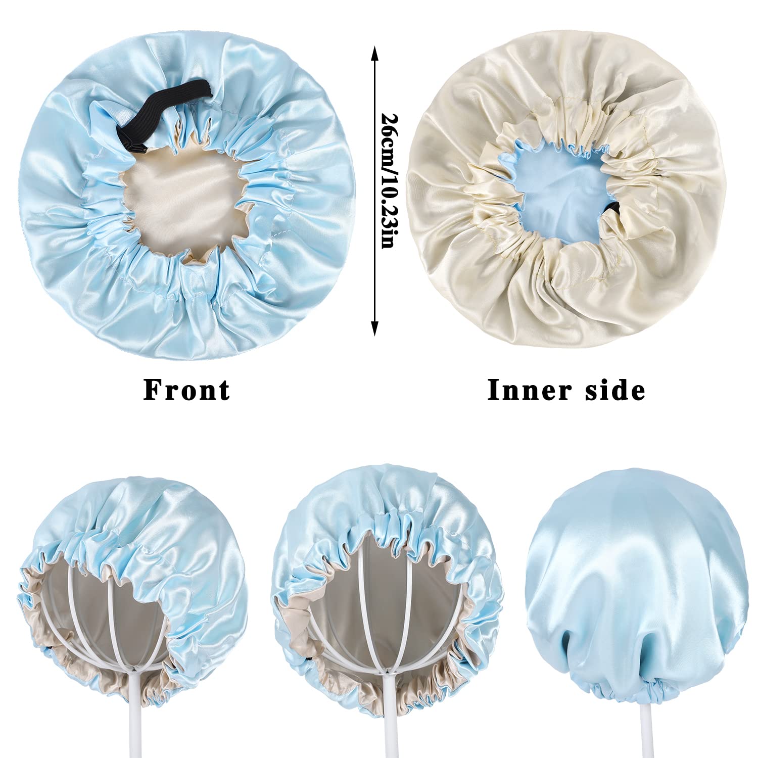 WSICSE 3 Pcs Baby Kids Bonnets, Adjustable Bonnet for Kids Toddler Double Layer Satin Bonnet for Sleeping