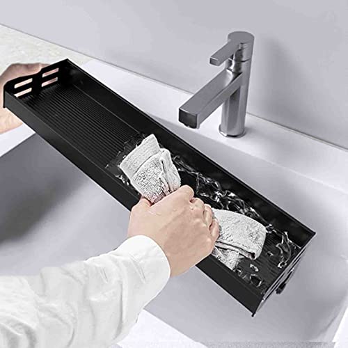 YEAPA Spice Rack with Hook Pot and Pan Hanger Wall Mounted Kitchen Wall Storage Adhesive No Drilling Black Space Aluminum for Kitchen Cabinet Door,50cm (Size : 30cm)