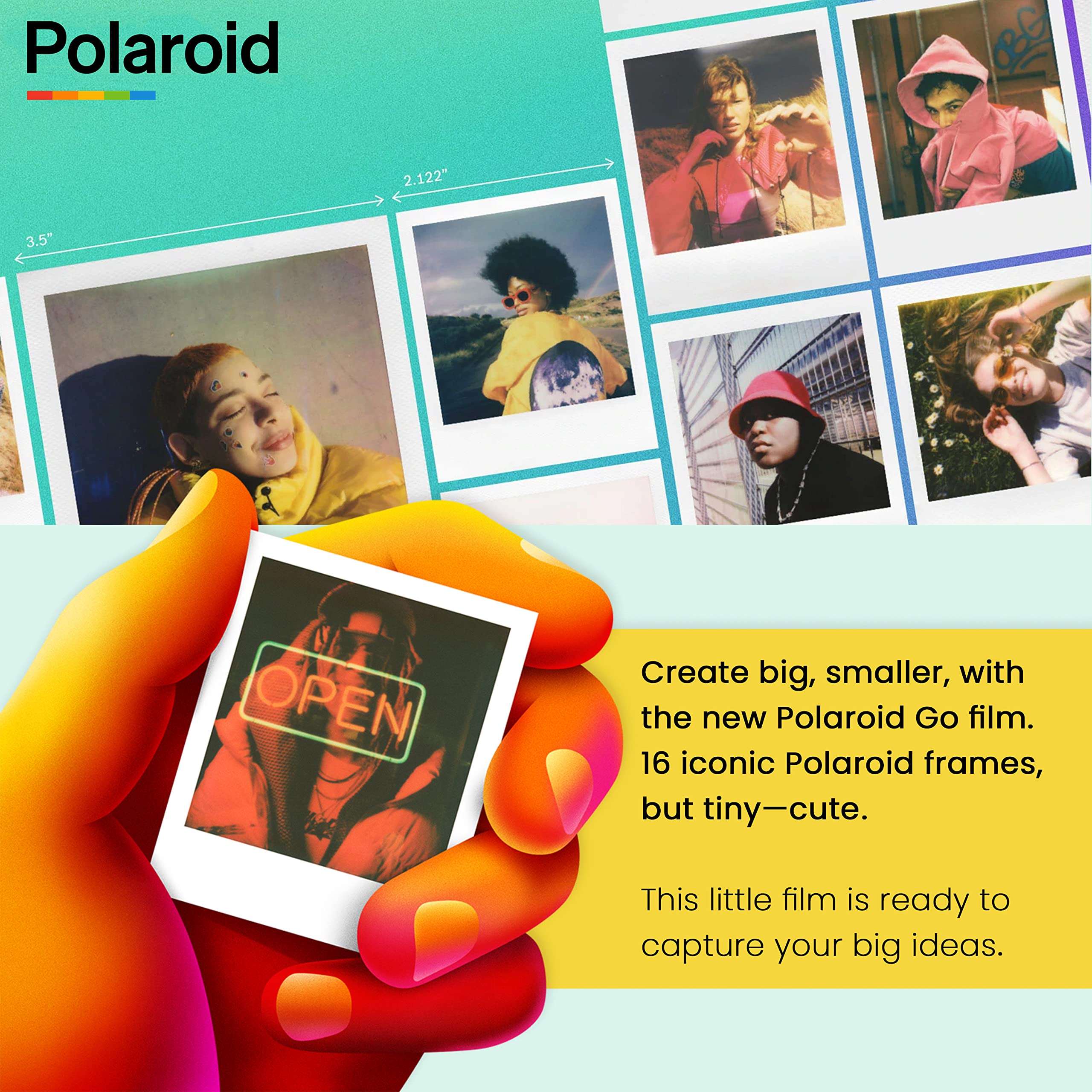 Polaroid GO Instant Mini Camera White + Polaroid GO Color Film β Double Pack + Album + Strap