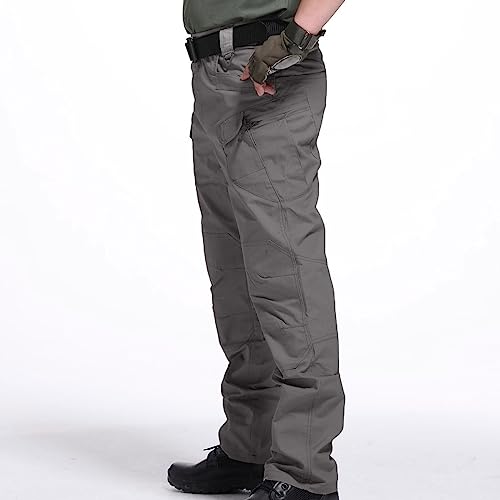 Mens Stretch Waterproof Tactical Pants Water Resistant Ripstop utdoor Military Combat Cargo Pants Hiking Casual Work Trousers Gray
