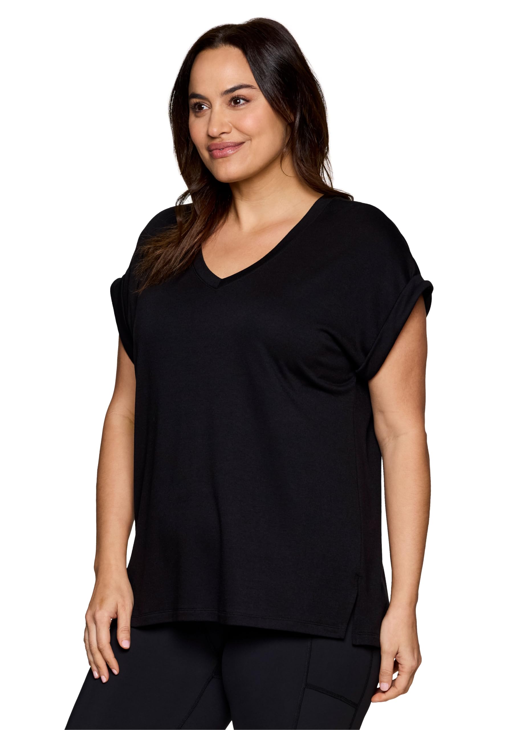 RBX Women's Plus Size Relaxed Fit Tunic Tee Yoga Top French Terry Smoke Sage 2X