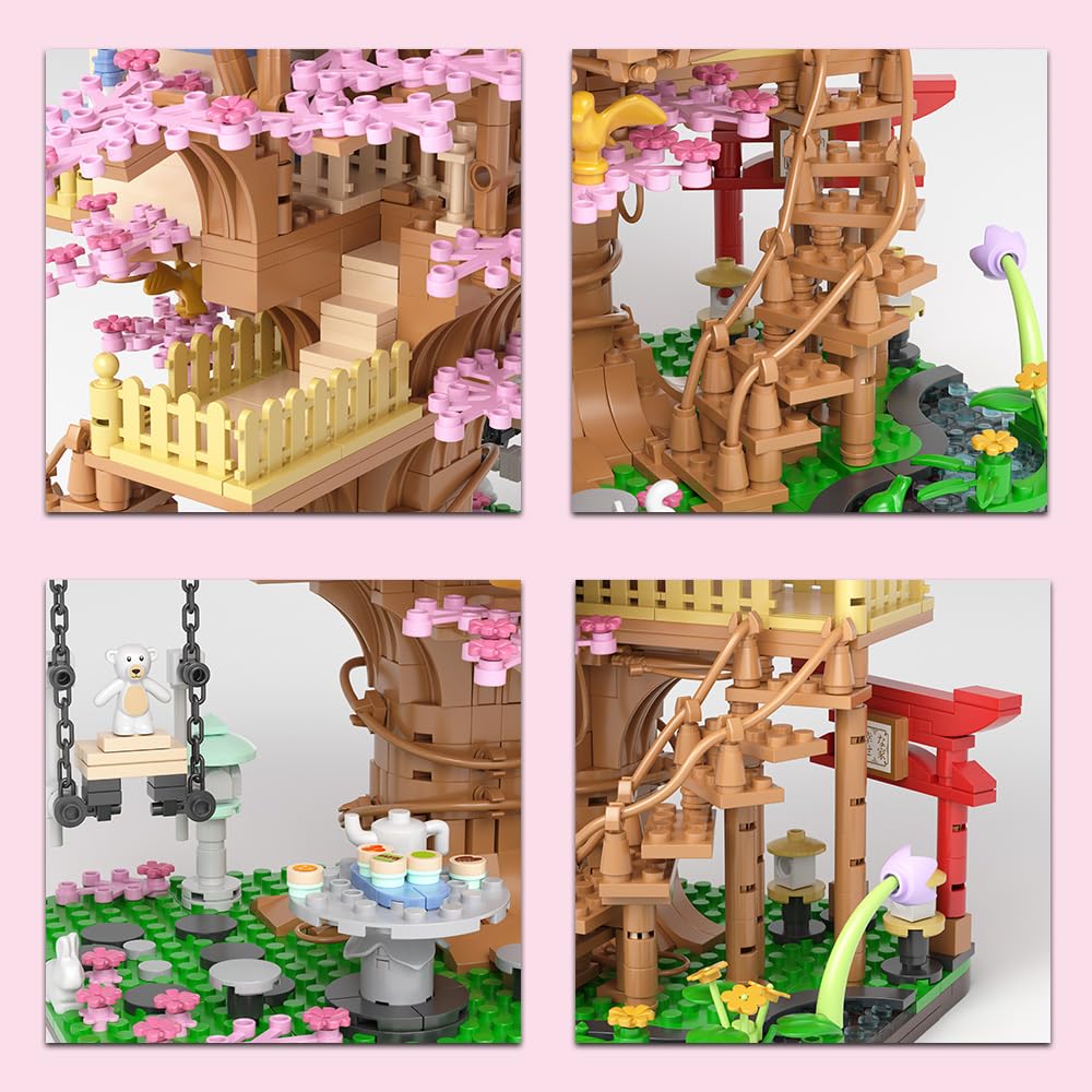 LEGPS YYDS Blossom Tree House Building Set, LED Mini Set Treehouse Blocks for Boys and Girls Age 14+