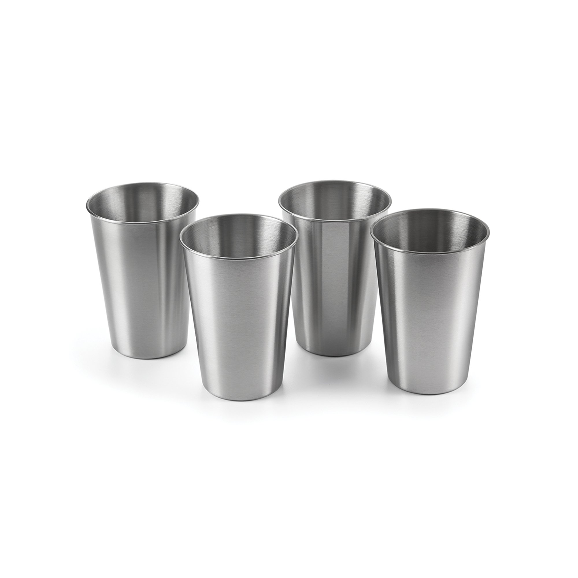 Outset Chillware Stainless Steel Beer Glasses, Set of 4, 16 Oz Drinking Cups