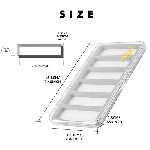 SF Large Magnetic Fly Box Slim Floatable for Fly Fishing Super Thin Fishing Boxes Clear Multi 6 Compartments Tackle Box Small for Fly Hooks Fly Tying Beads