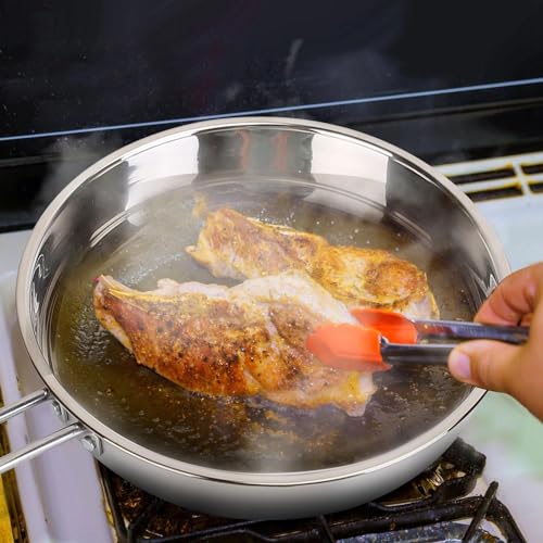 Magnificia Stainless Steel Cookware Set, Fast Even Heat Induction Pots Pans Set, Dishwasher Safe with 2.7 3.7 Quart Stockpot 2 Quart Saucepan 9.17in Frying Pan