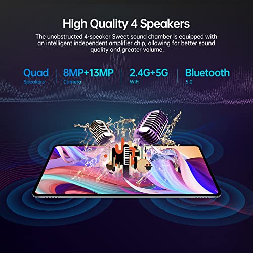 TECLAST Gaming Tablet 10.4 inch Android 12 T40Pro Tablet 18W PD Fast Charge 8GB+128GB 2000x1200 FHD Android 4G LTE Bluetooth Dual SIM 13MP Camera 2.0GHz Octa Core Dual WiFi GPS 7000mAh(512GB TF)