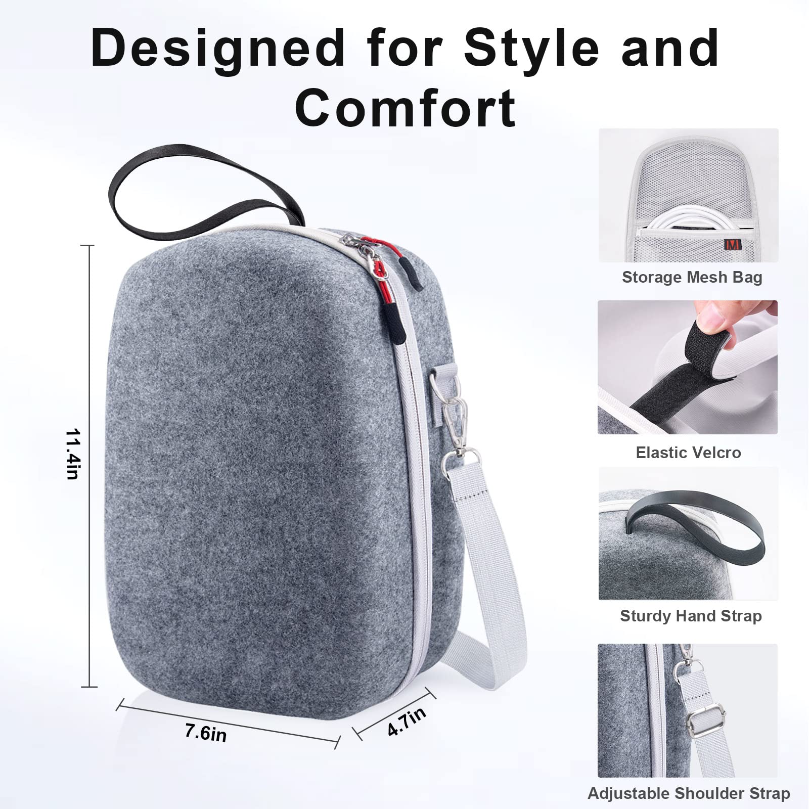 Retear Hard Carrying Case Compatible with Oculus Quest 2 Elite Version, All-in-One VR Gaming Headset and Touch Controllers, Portable Travel Protection Storage Case for Meta Quest 2 Accessories Gray