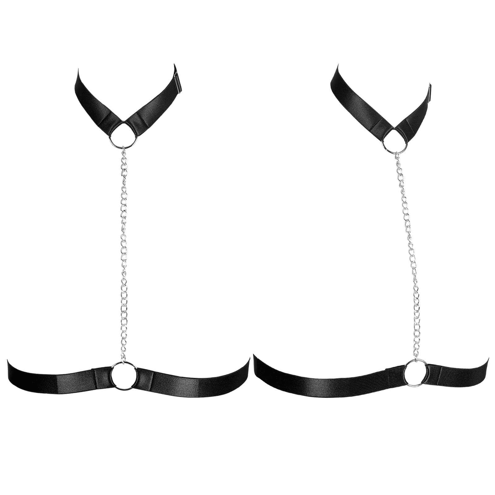Plus Size Women Harness Top Body Chain Goth Rave Adjustable Body for Women and Girls (Black)