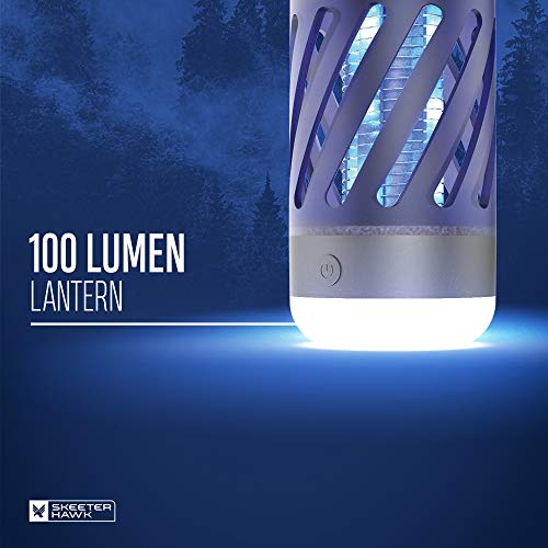 Skeeter Hawk Rechargeable Indoor Outdoor Bug Zapper Light, Fly Zapper, Mosquito Killer, Portable Bug Zapper for Flies, No See Ums, Gnats, 150 Lumens, Black