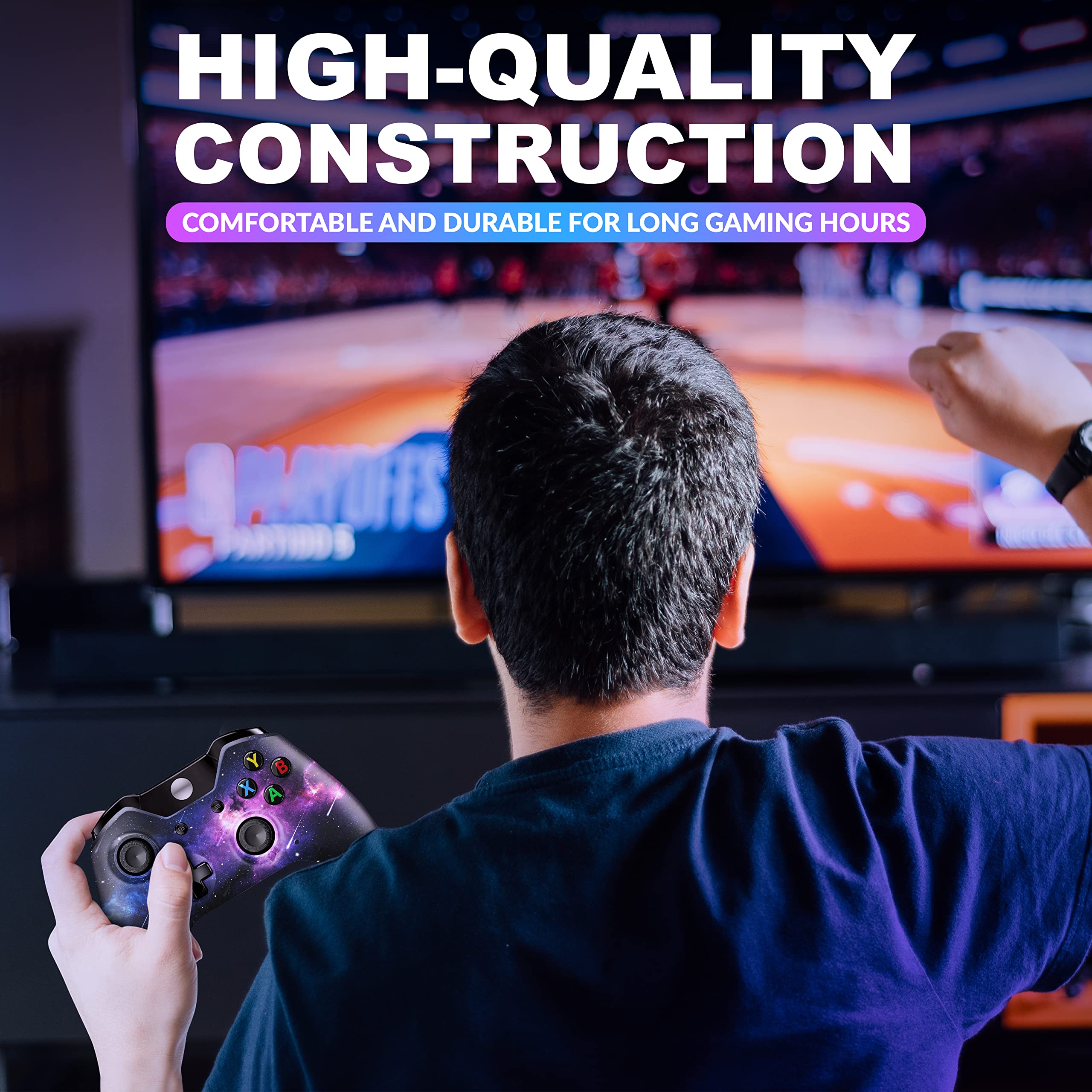 TUPSY Custom Wireless Controller Compatible with Xbox One/S/Xbox Series X/S/Window PC Galaxy Design with 3.5mm Audio Jack
