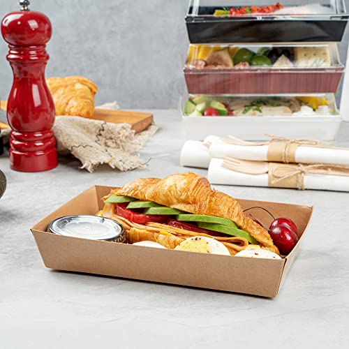 Restaurantware Matsuri Vision 8 x 5 x 1.5 Inch Medium Sushi Trays 100 Greaseproof Sushi Packaging Boxes - Lids Sold Separately Disposable Kraft Paper Sushi Containers For Entrees Or Desserts