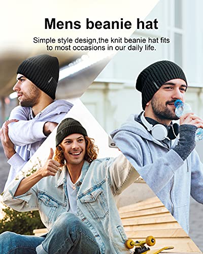 Ocatoma Beanie Hat for Men Women Warm Winter Knit Cuffed Beanie Soft Warm Ski Hats Unisex Black