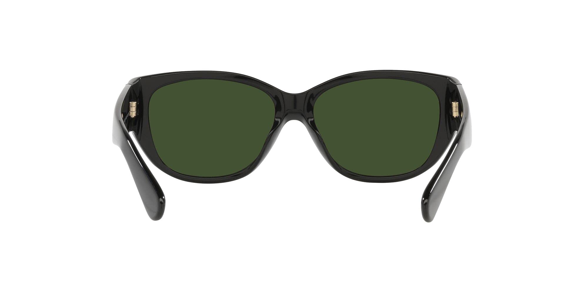 Ralph by Ralph Lauren Women's RL8193 Square Sunglasses, Shiny Black/Bottle Green, 56 mm