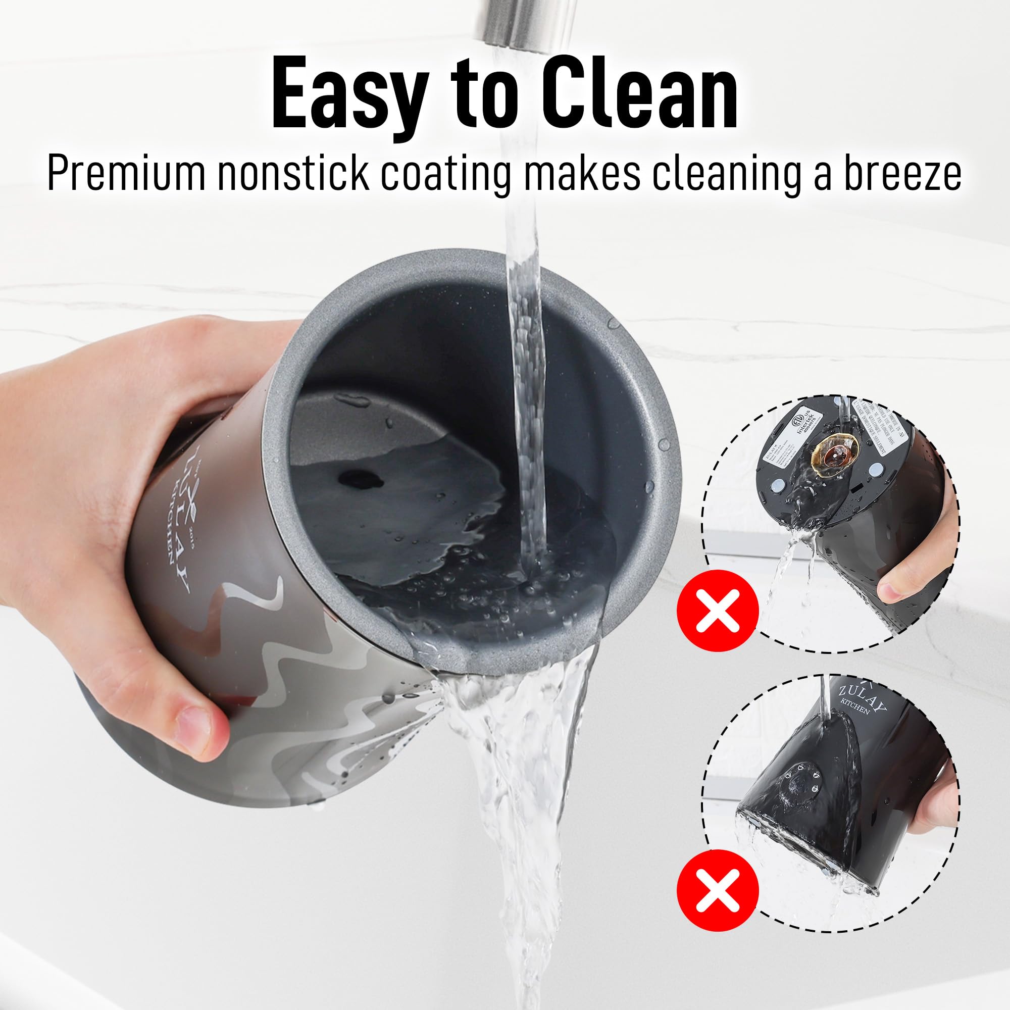 Zulay 4-in-1 Milk Frother and Steamer - Automatic Hot and Cold Foam Maker with Auto Shut Off & Temperature Control for Coffee, Latte, Cappuccino, Hot Chocolate - Black
