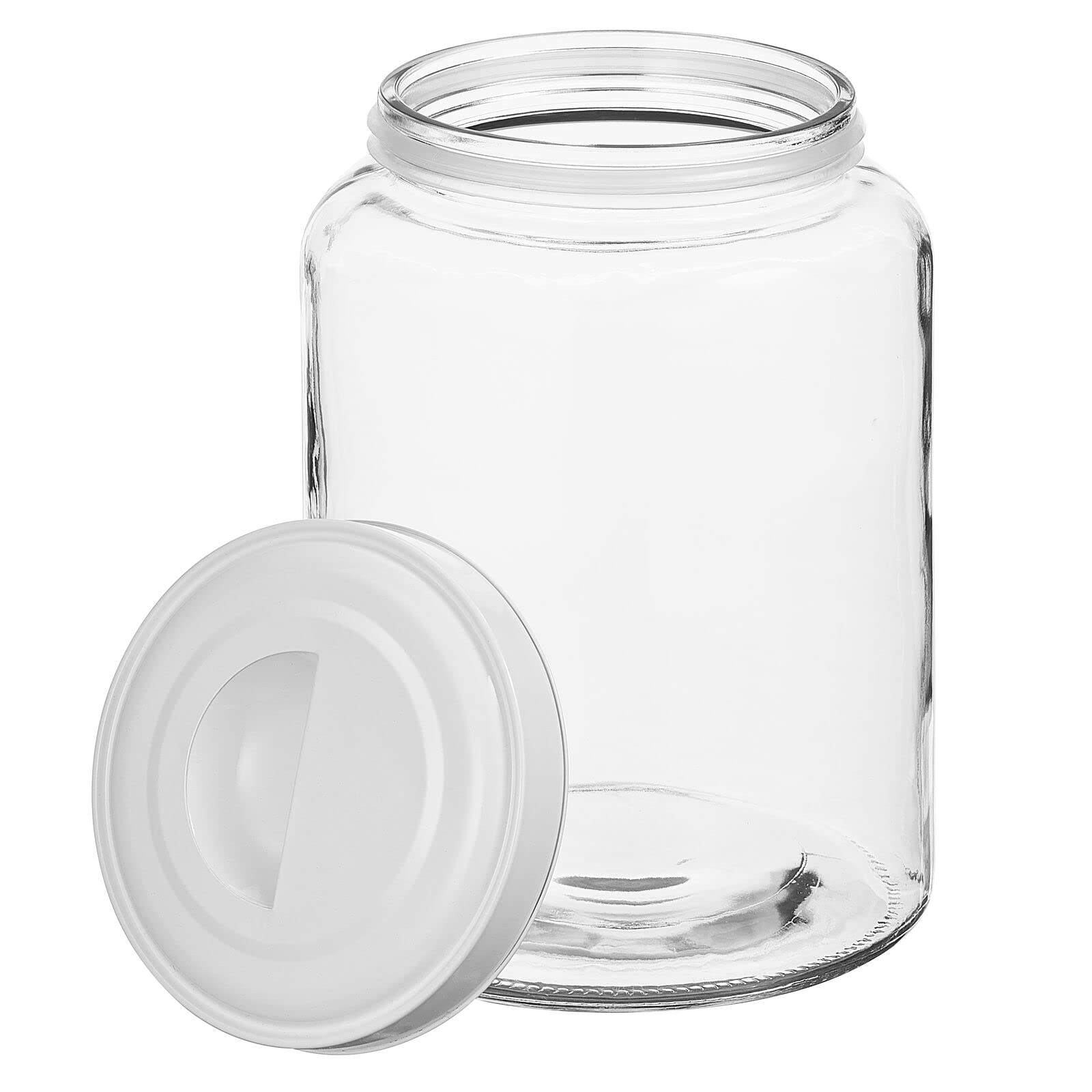 mDesign Medium Storage Glass Canister with Airtight Metal Lid for Kitchen Pantry, Counter, or Cabinet - Container for Food, Snacks, Cooking or Baking Supplies - Home Sort Collection - Clear/White