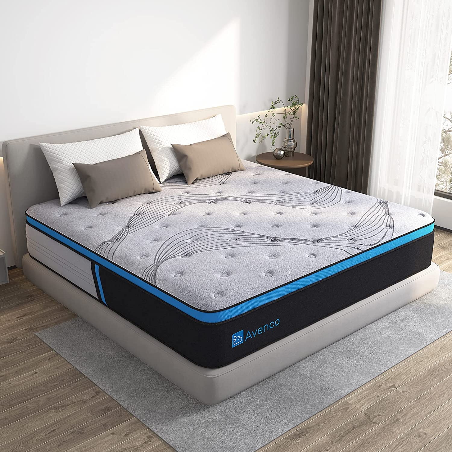 Queen Mattress, Avenco Queen Size Mattress Medium Firm, 12 Inch Hybrid Queen Mattress in a Box, Gel Memory Foam with Pocket Spring for Motion Isolation, Edge Support, CertiPUR-US & ISPA