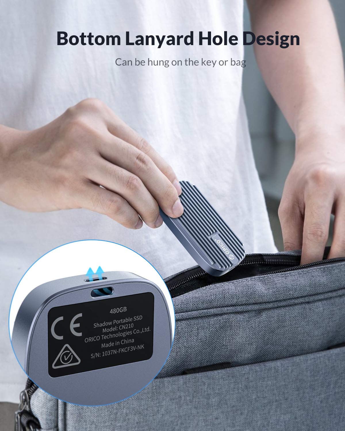 ORICO Mini 480GB Portable SSD,USB 3.1 External Solid State Drive up to 520MB/s,Portable External SSD for PC/Laptop/Mac/Android/Xbox/PS4/Router-CN210