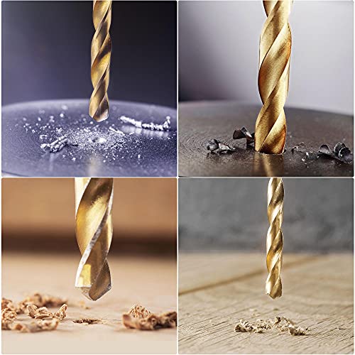 uxcell 2.2mm Drill Bits High Speed Steel Straight Shank 52mm Length Twist Drill Bit Fully Ground Titanium Coated 6 Pcs