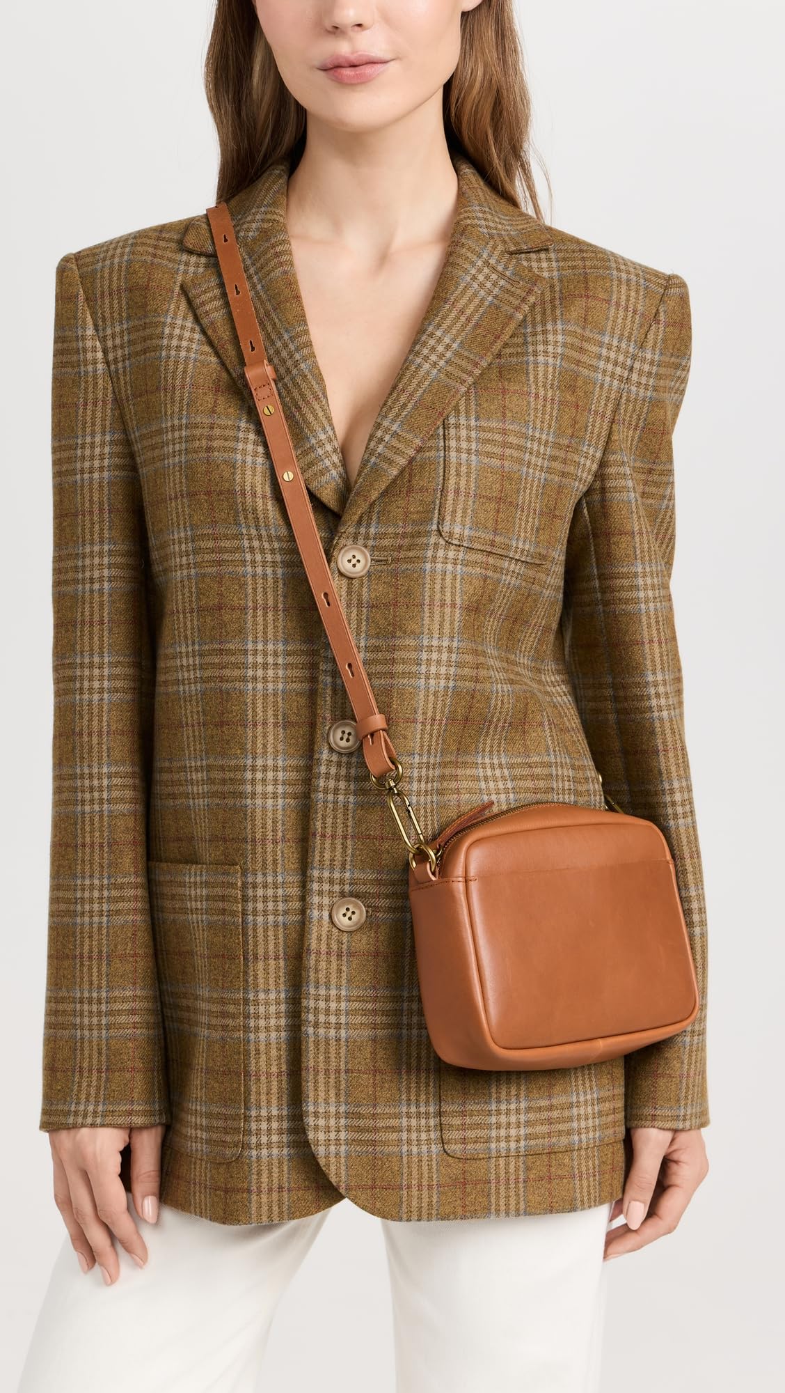 Madewell Women's The Leather Carabiner Medium Crossbody Bag, Dried Maple, Tan, One Size