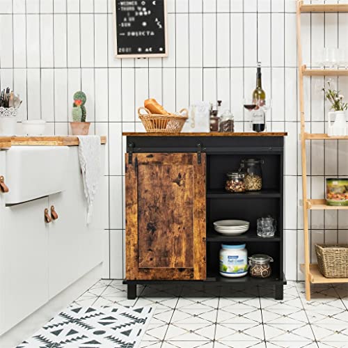 YDXNY Kitchen Buffet Storage Sideboard with Sliding Barn Door Wine Rack Dining Cabinet
