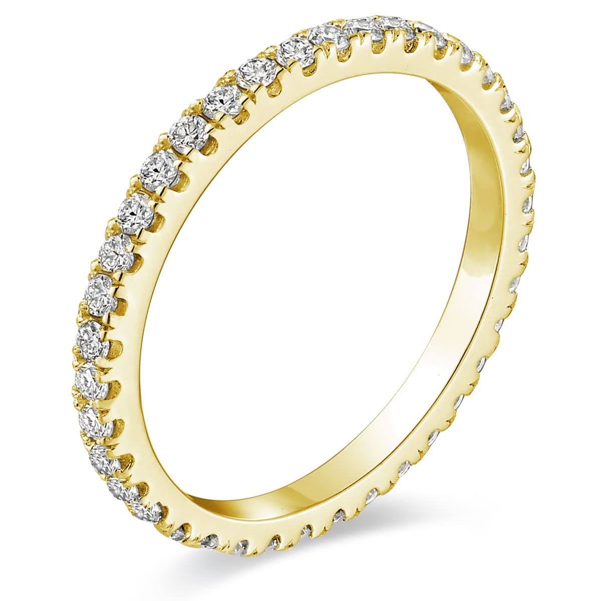 Sizeron 1cttw Moissanite Wedding Bands 14K Yellow Gold Plated Sterling Silver Full Eternity Ring Christmas Gift For Women Size 8