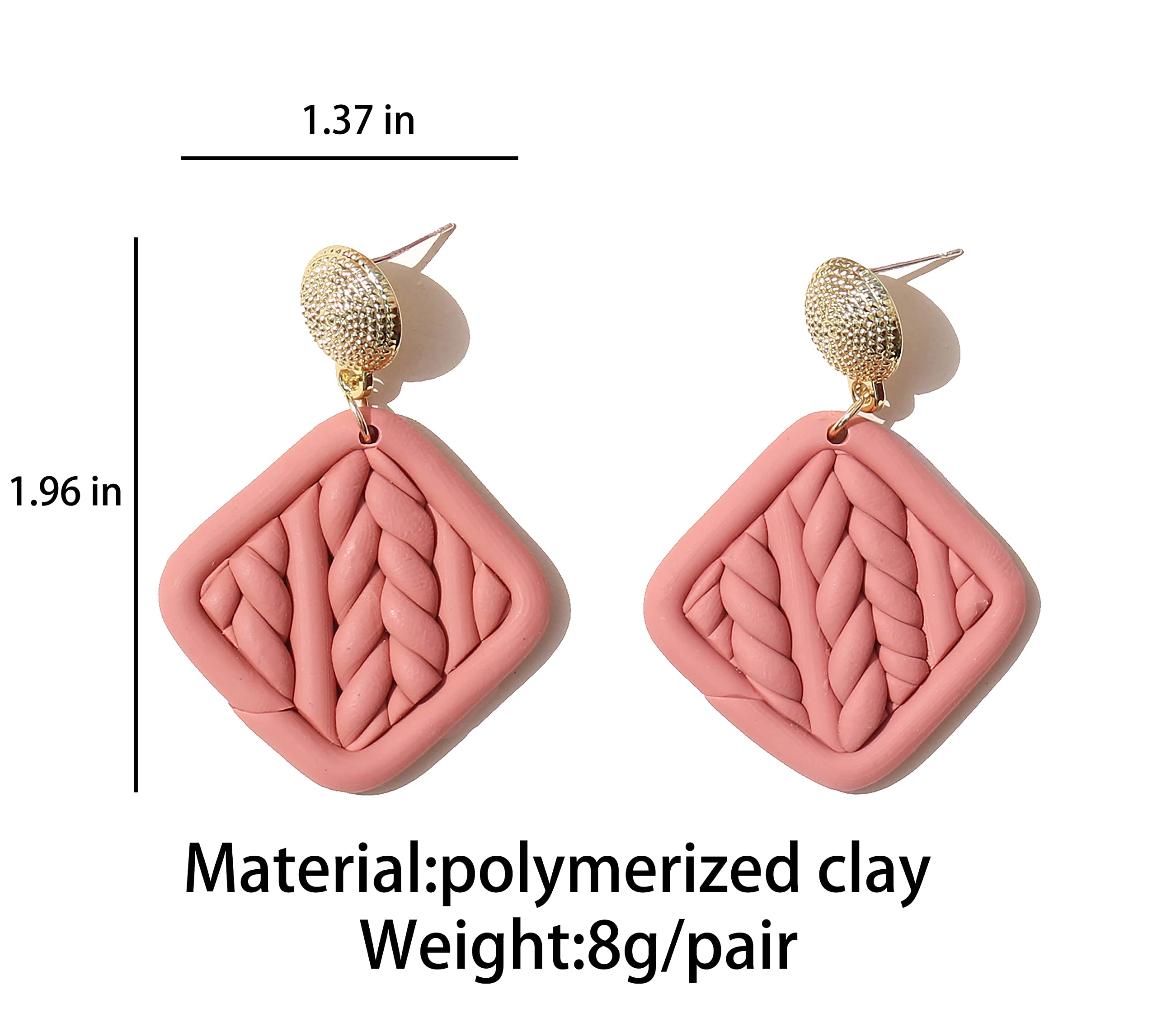 Polymer Clay Rattan Earring,Lavy Chsia Handmade Lightweight Statement Boho Drop Dangle Earrings,Jewelry Gifts for Women Girls (B)