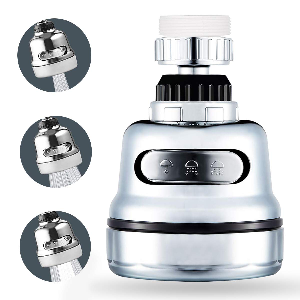Lgsixe Faucet Water Filter,3 Modes Position Adjustable Sink Faucet Water Filter,Home Faucet Booster Booster Shower and Water Saving Faucet for Kitchen