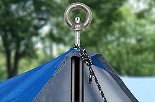 MMoon-L&F Adjustable Tent Tarp Canopy Pole Set of 1 for Camping Shelters and Awnings 6 Sections 7.6 feet Height Black Surface Durable Steel Rod