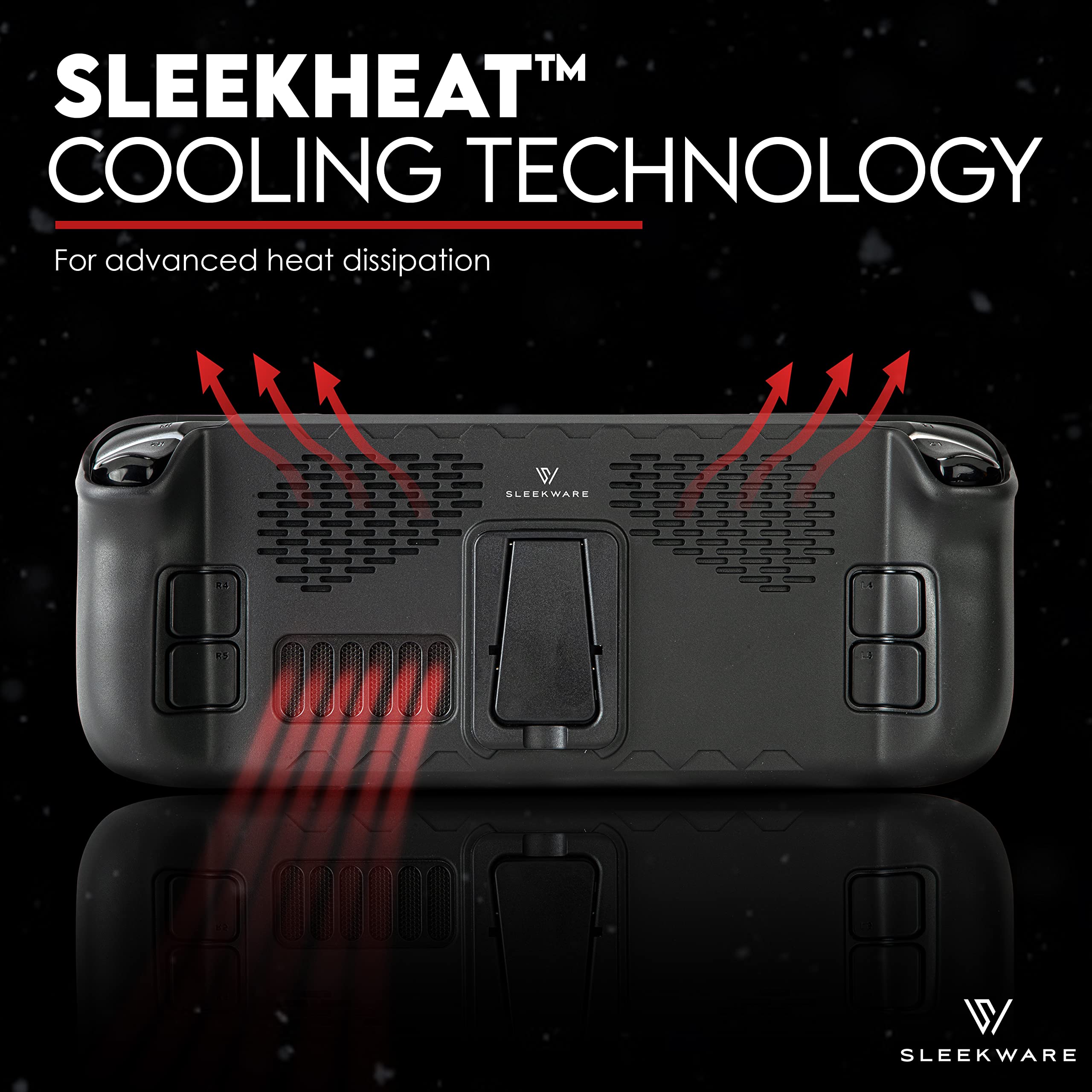 SleekWare Steam Deck Case (Juggernaut) - Protective Hard Case for Stream Deck PC Gaming Console with Kickstand, Includes Free Touchpad and Screen Protectors