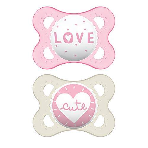 MAM Original Baby Pacifier, Nipple Shape Helps Promote Healthy Oral Development, Sterilizer Case, Attitude/Girl, 0-6 (Pack of 2)