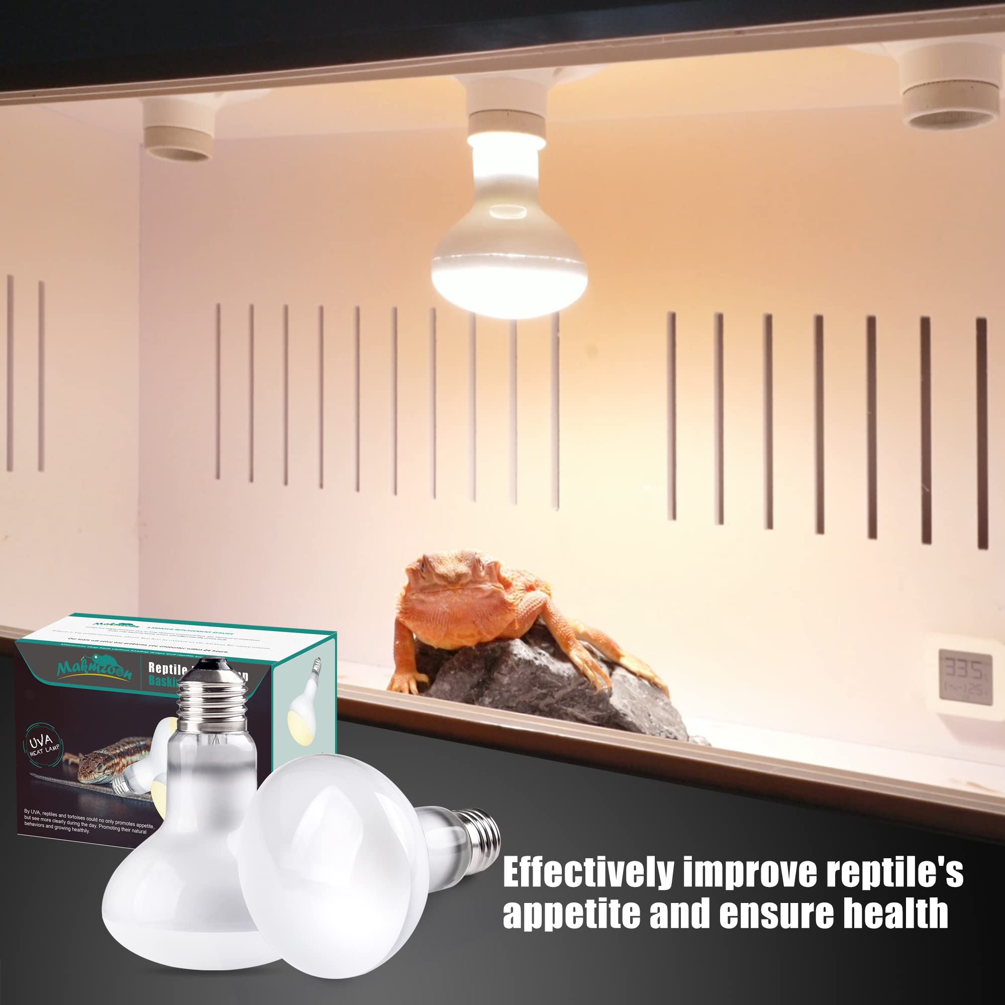 Makmzoon 2 Pack 100W Reptile Heat Lamp Bulb UVA Basking Spot Heat Lamp Reptile light tortoise light turtle Bulb for Animals Bearded Dragon