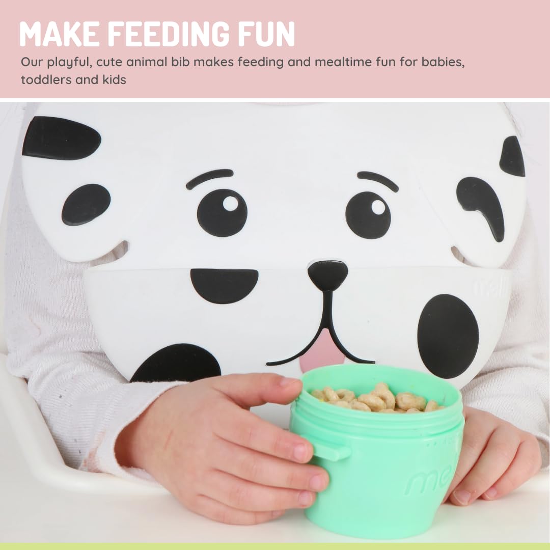 melii Silicone Weaning Bib for Babies & Toddlers, Large Food Catcher (Dog)