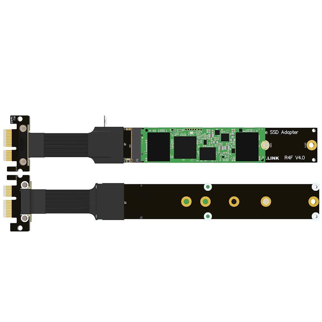 XT-XINTE M.2 Key M SSD to PCIe 3.0/4.0x1 PCI-Express Adapter Riser Card Flexible Flat Cable for M2 NVMe Solid State Drive Extension Cable (PCIe 4.0 R14JF-15cm)