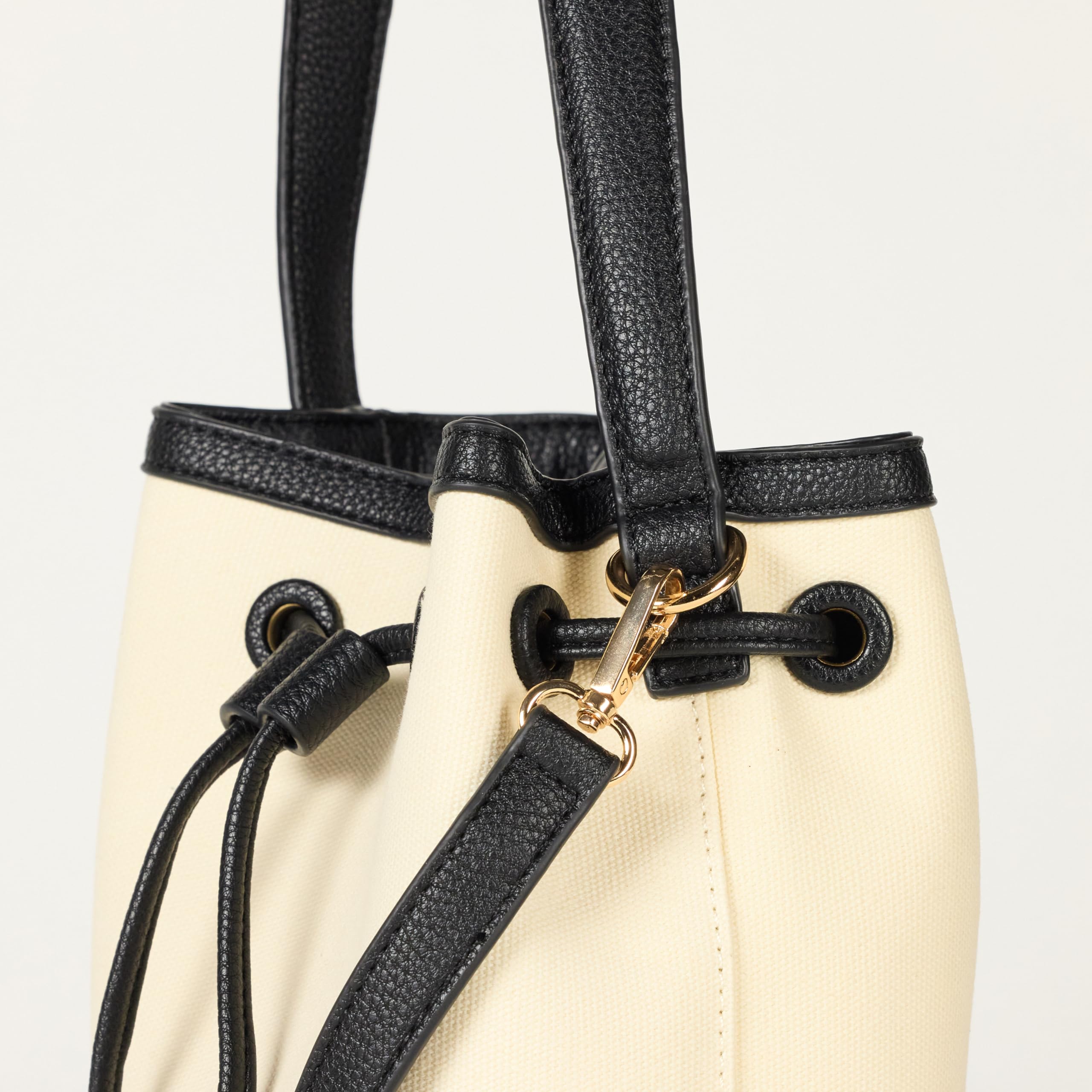 The Drop Women's Rochelle Bucket Bag, Linen/Black, One Size