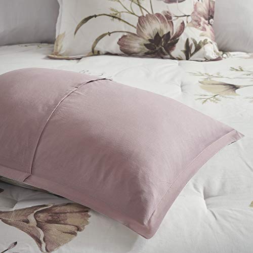Madison Park Cassandra Cotton Blend Comforter Set - Feminine Design Colorful Floral Print, All Season Down Alternative Bedding Layer and Matching Shams, California King, Blush 8 Piece