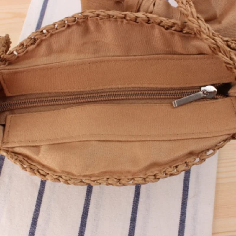 TJLSS Summer Round Bag Beach Wind Bow Crossbody Woven Bag Handmade Crochet Female Bag Beach Bag