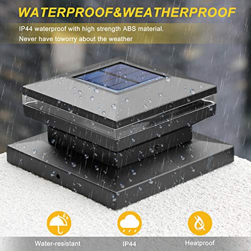 Solar Post Cap Lights, Waterproof Outdoor Post Cap Light for Fence Deck or Patio,Fit 4x4,6x6 Wooden Post,4 Packs