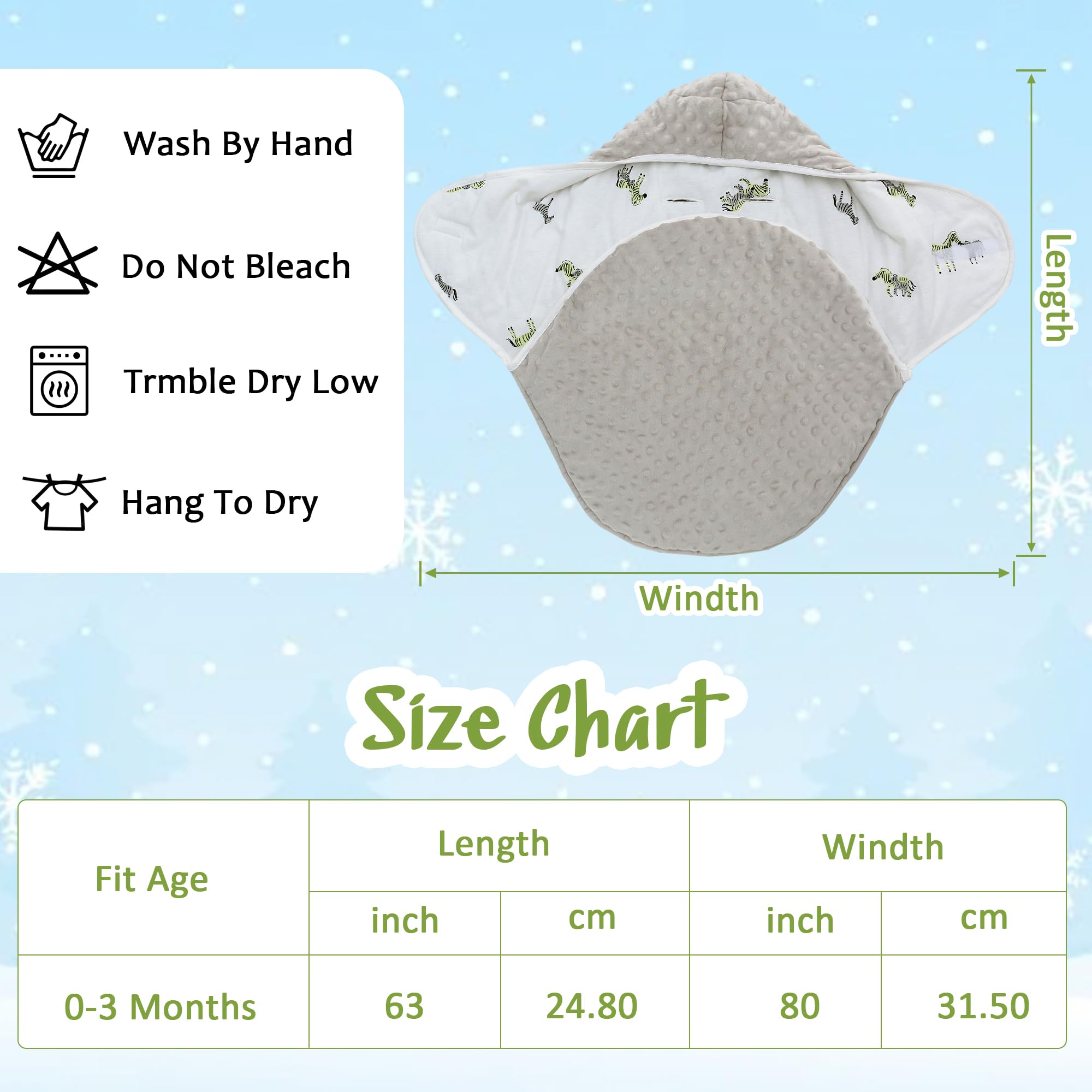 Miracle Baby Car Seat Blankets Winter Unisex Newborn Swaddle Wrap Warm Swaddle Blanket for Boys Girls 0-3 Months (Zebra)