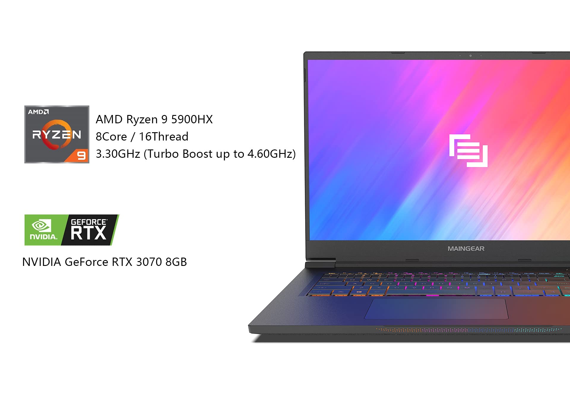 MAINGEAR Vector Pro (2021) 17.3 inch RTX 3070 Gaming Laptop, AMD Ryzen 9 5900HX Processor, NVIDIA GeForce RTX 3070 8GB GPU, 17.3 inch 165Hz QHD Display, 32GB DDR4 RAM, 1TB NVMe SSD, Windows 10 Pro