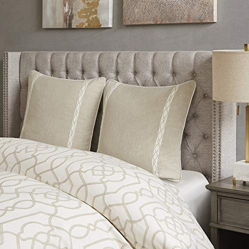 Madison Park Cozy Comforter Set-Luxurious Bedding Style Combo Filled Insert, Removable Duvet Cover. Matching Shams, Decorative Pillows, Queen(92"x96"), Geometric Neutral 8 Piece