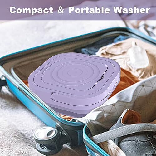 Mini Portable Washing Machine, Foldable Washing Machine with Spin-Dry Basket, Small Portable Washer and Dryer Combo for Travel, Underwear, Socks