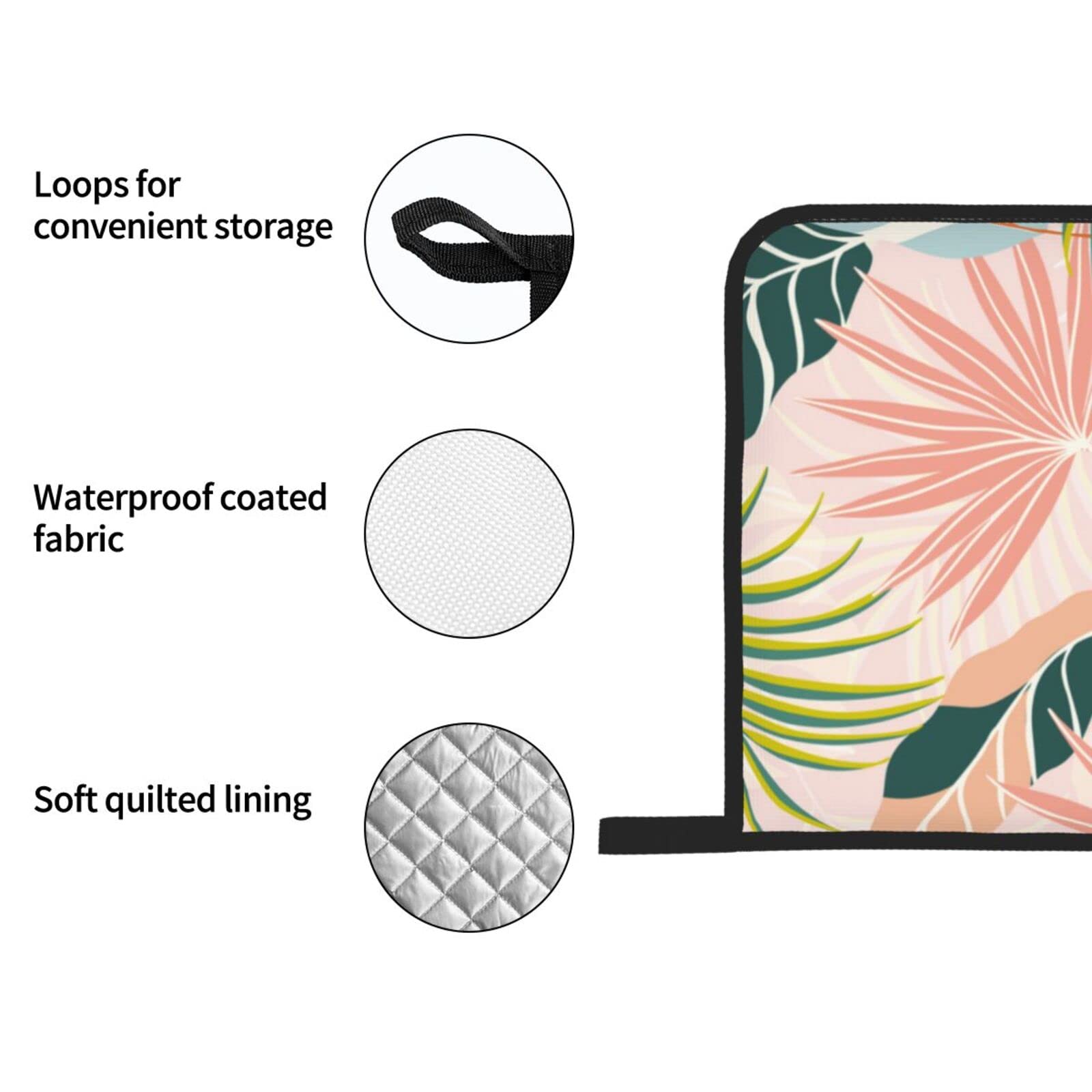 Oven Mitts and Pot Holders Sets 4 Piece, Boho Tropical Leaves and Flowers Pattern Oven Gloves Heat Resistant Non-Slip for Kitchen Cooking Grilling Baking