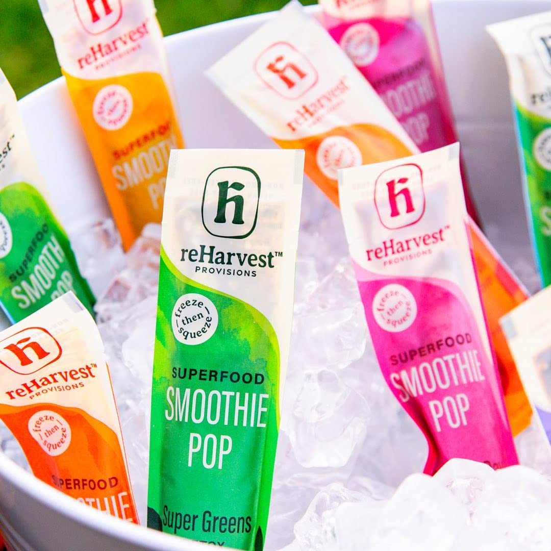 Re-Harvest Provisions Smoothie Pops | Multi-pack 5 pack | Frozen Fruit + Vegetables + Superfoods | Dairy-Free, Vegan, Gluten-Free, No Sugar Added | Eco-Friendly and Zero Waste | 1.6oz each