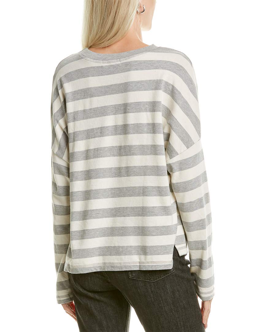 Michael Stars Women's Reece Rugby Stripe Boxy Top, Heather Grey/Chalk, Small