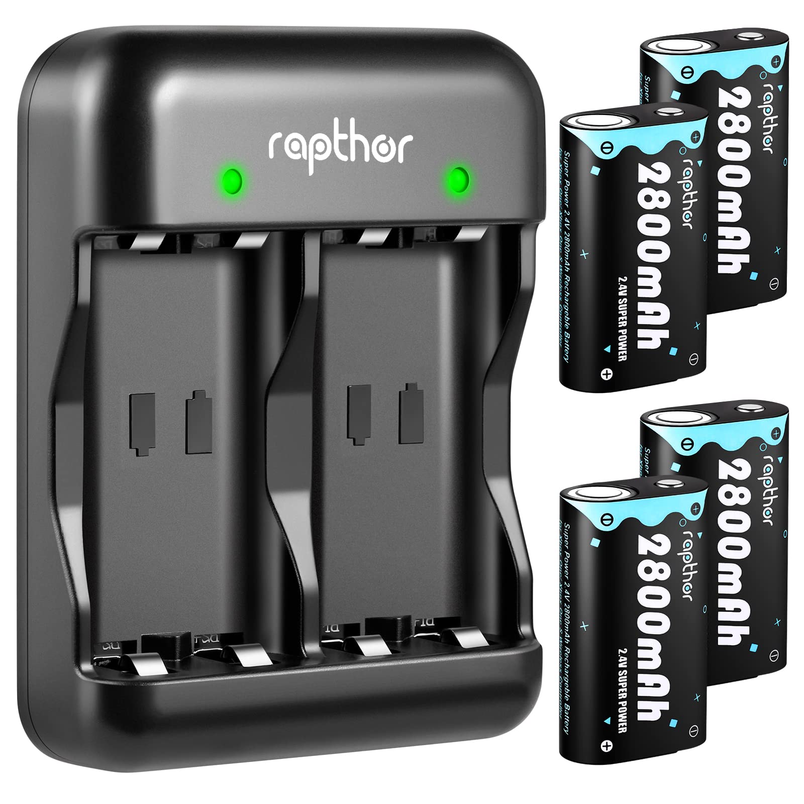 Rapthor 2800mAh Xbox One Rechargeable Battery Pack 2.4V Ni-MH Low Self Discharge for Xbox One/Xbox One S/Xbox One X/Xbox One Elite/Xbox Series S/X,Controller Batteries Pack with Charger