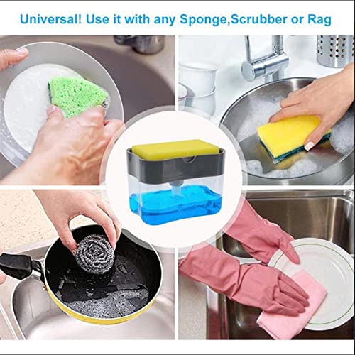 ONDIAN Soap Dish Hand Wash Dispenser Pump Caddy Manual Bottle Bracket in for Press Sink Soap with Sponge Without Liquid Washing Dispenser Countertop Lye Holder Dish Foam Pump Bottle Dispenser