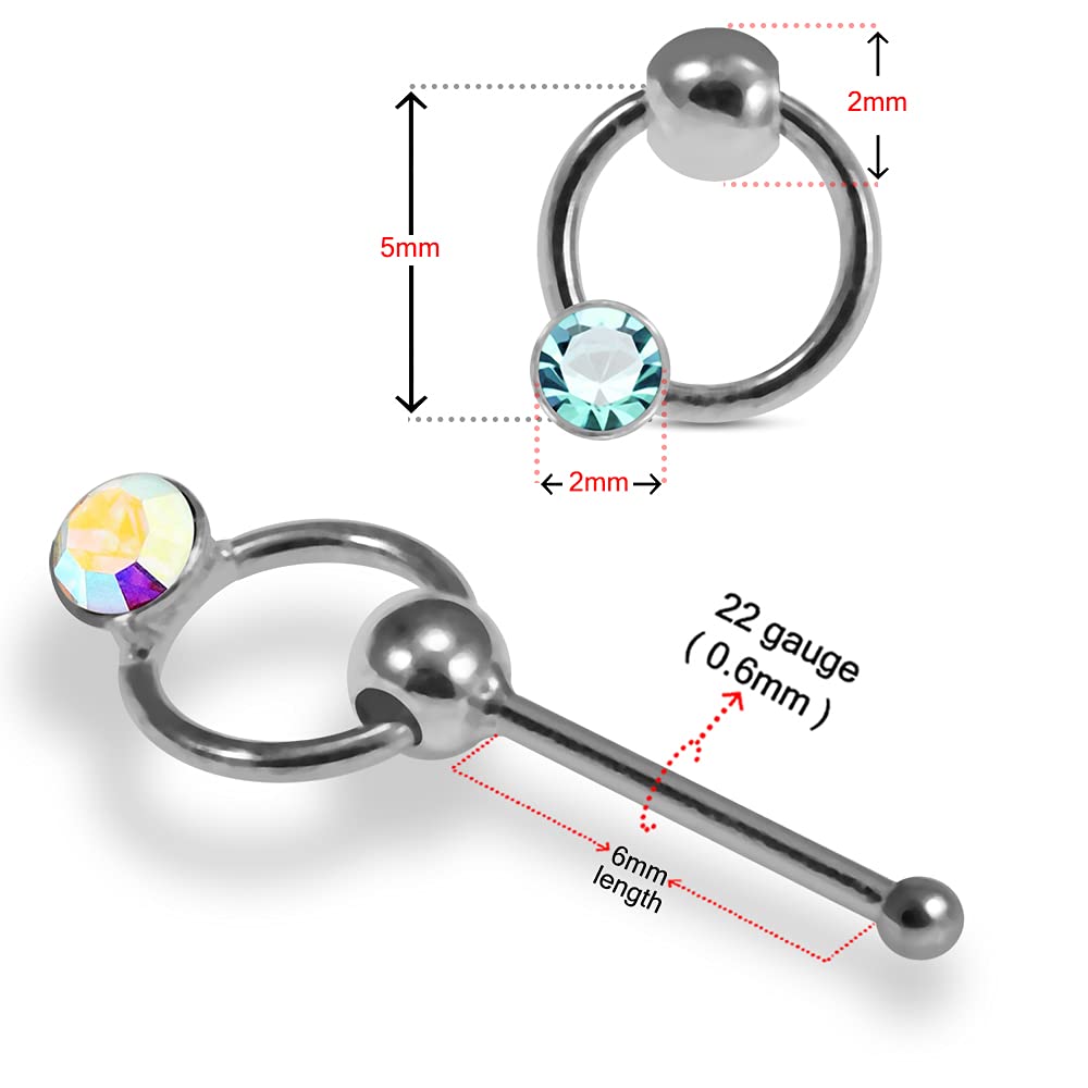 Lavender Gem Moving on Ring Sterling Silver Ball End Nose pin Body jewelry