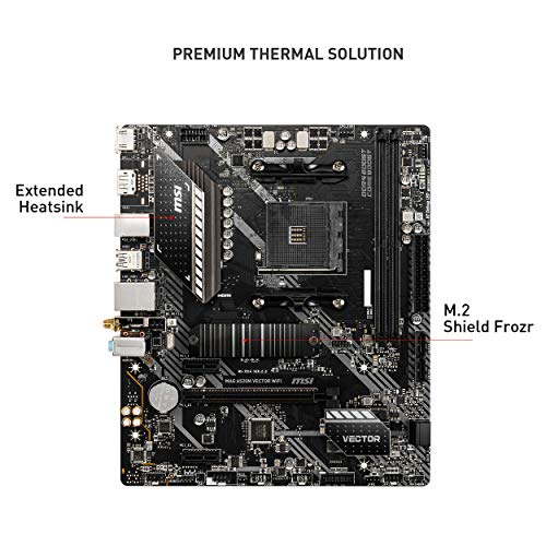MSI MAG A520M Vector WiFi Gaming Motherboard (AMD AM4, DDR4, PCIe 3.0, SATA 6Gb/s, 1* M.2, USB 3.2 Gen 1, HDMI/DP, WiFi 5, Micro-ATX)